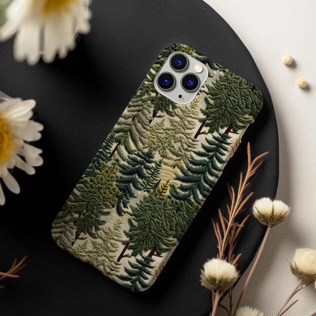 Pine Trees Tough Case, Green Forest Phone Case, Botanical Scenery ...