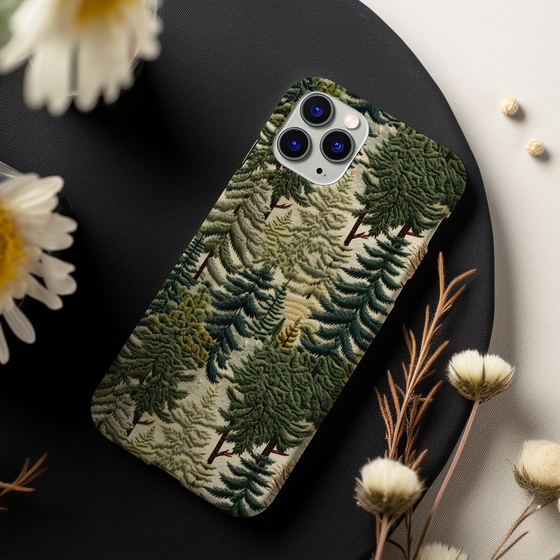 Pine Trees Tough Case, Green Forest Phone Case, Botanical Scenery ...