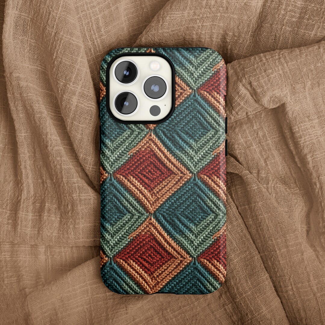 Crochet Blanket Knit Phonecase Woven Grid Pattern Phone Case for iPhone ...