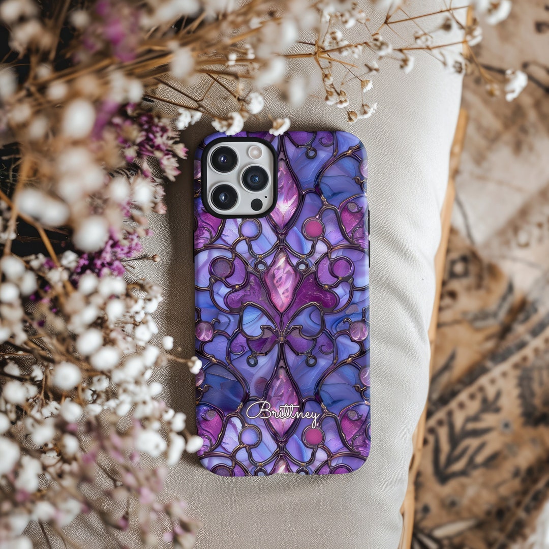 Stained Glass Purple Ruby Phone Case Gothic Phonecase iPhone Cases ...