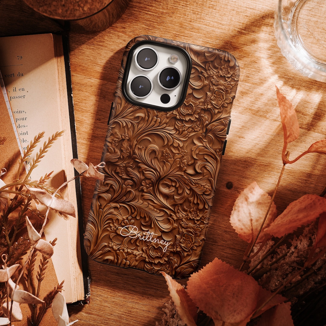 Personalized Tooled Leather Phone Case, Boho Western Phone Cover ...