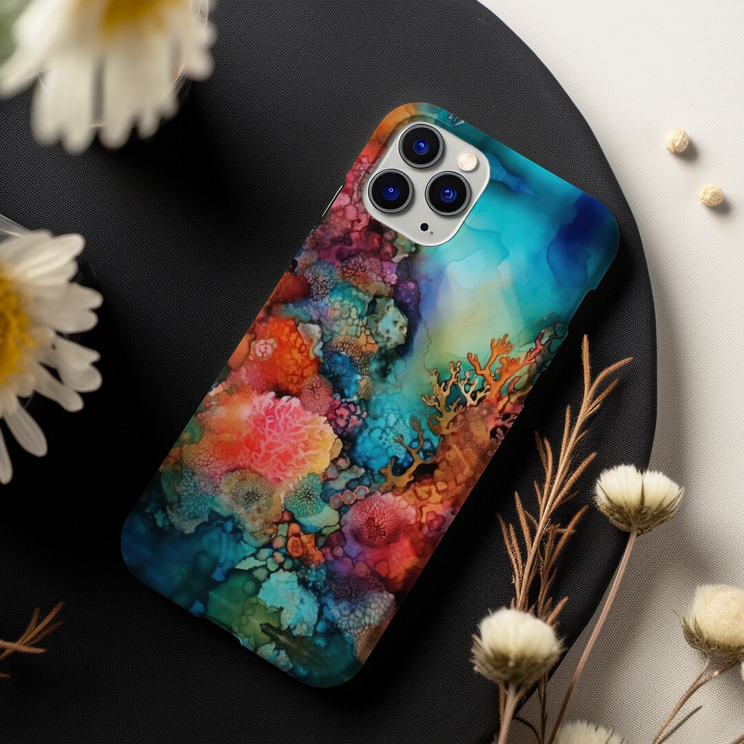 Coral Reef Watercolor Phone Case Ocean Clown Fish Plants iPhone 14 13 ...