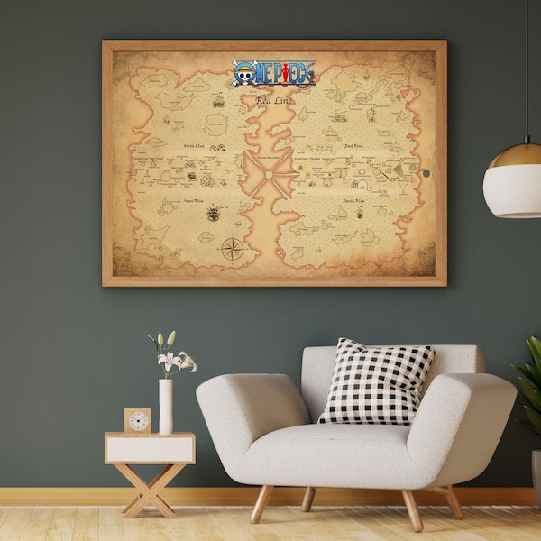 One Piece World Map Poster - Etsy