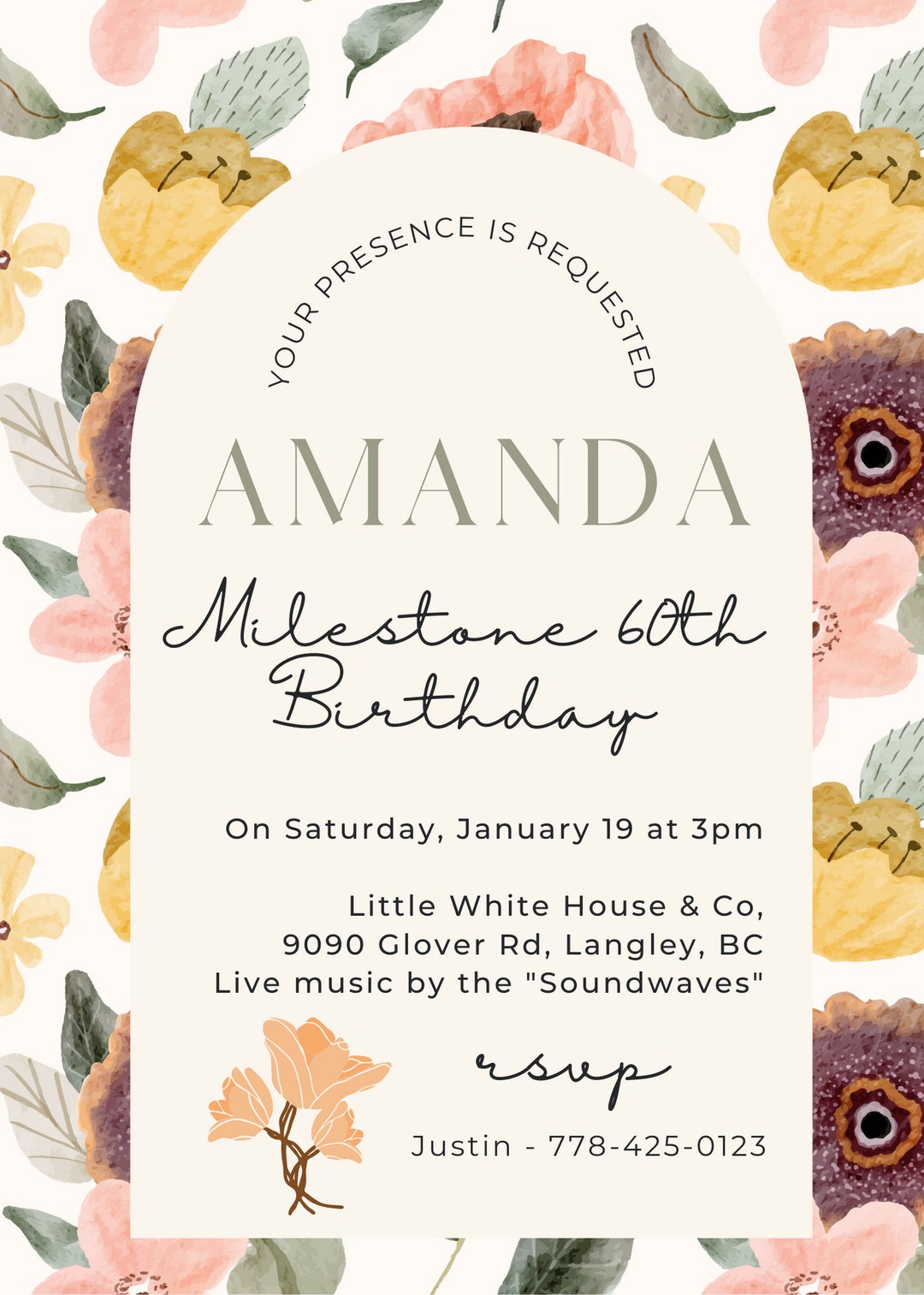 Floral Aesthetic Milestone Birthday Invitation - Etsy