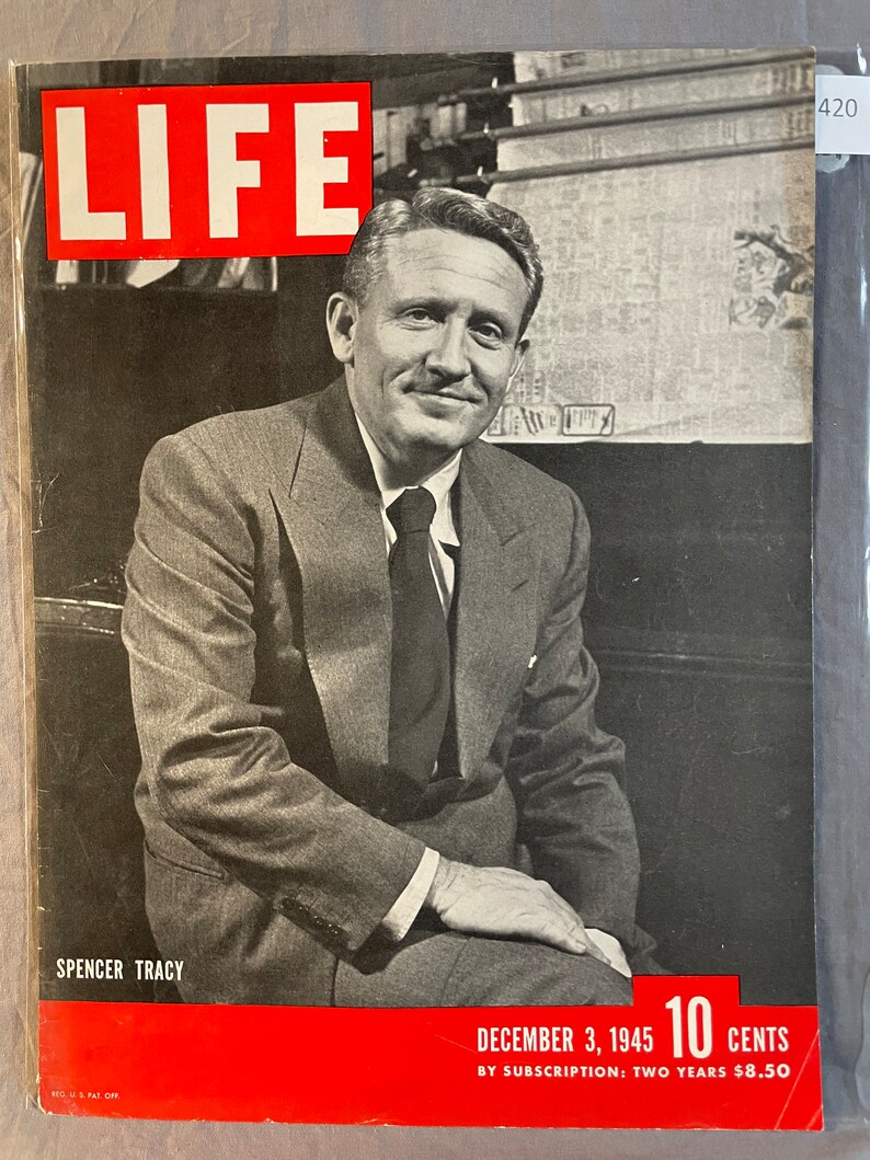 Life Magazine Cover – Spencer Tracy - December 3rd, 1945 – Ad #420 - Etsy