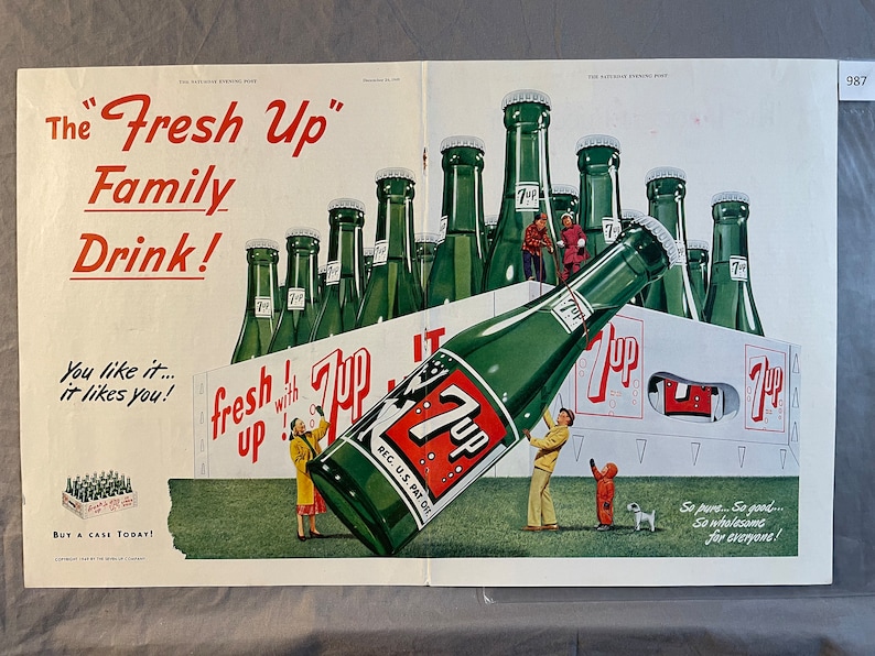 7up Soda - Saturday Evening Post – December 1949 – ** 2-PAGE ** Ad #987 ...