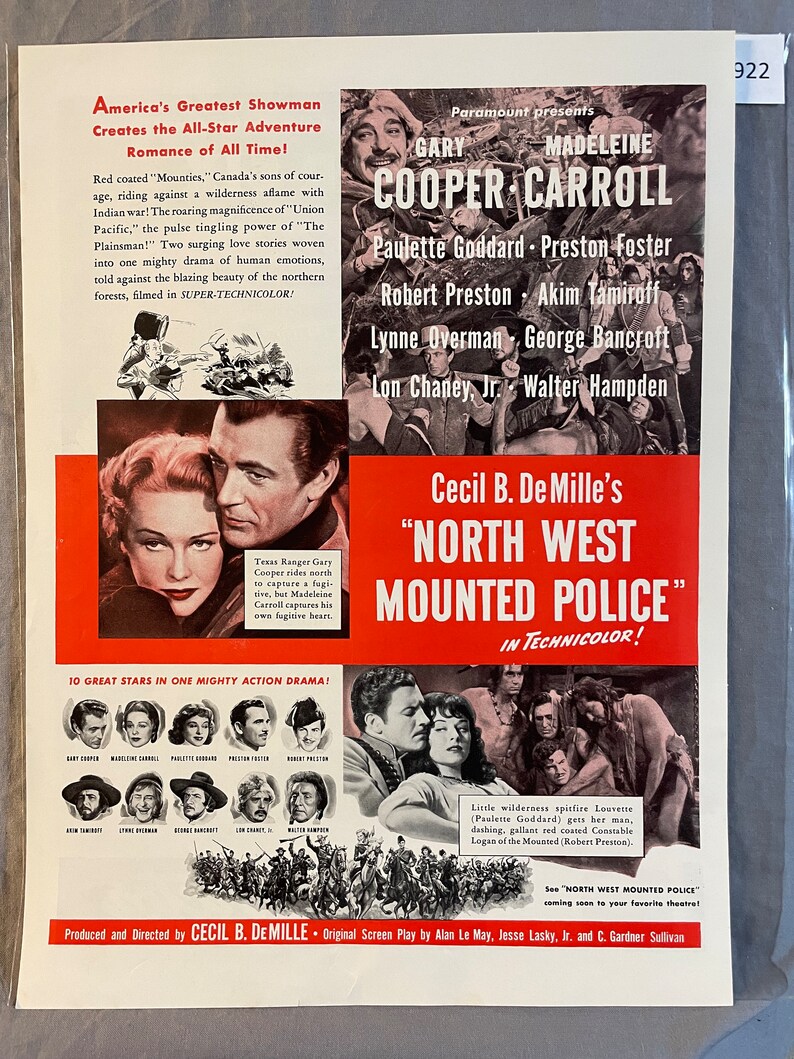Movie - "north West Mounted Police" - Gary Cooper - Life Magazine ...