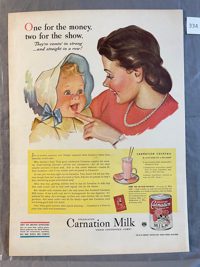 Carnation Milk - Life Magazine – August 1944 – Ad #334 - Etsy