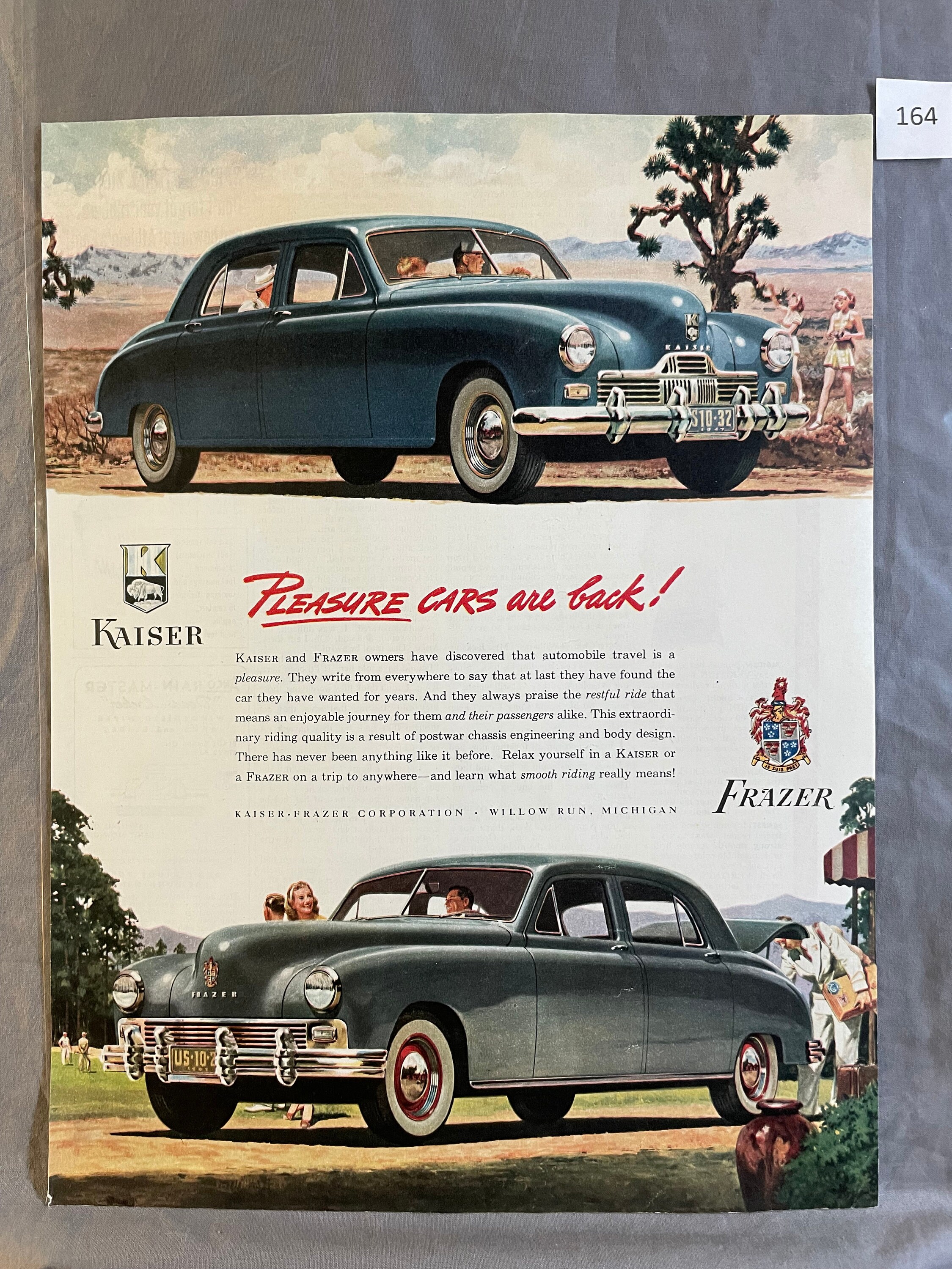 Kaiser Frazer - Collier's Magazine – April 1947 – Ad #164 - Etsy