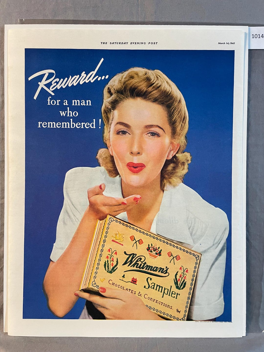Whitman's Chocolates - Saturday Evening Post – March 1942 – Ad #1014 - Etsy