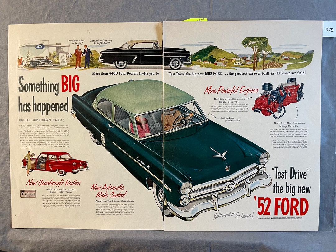 Ford - Life Magazine – May 1952 – ** 2-PAGE ** Ad #975 - Etsy