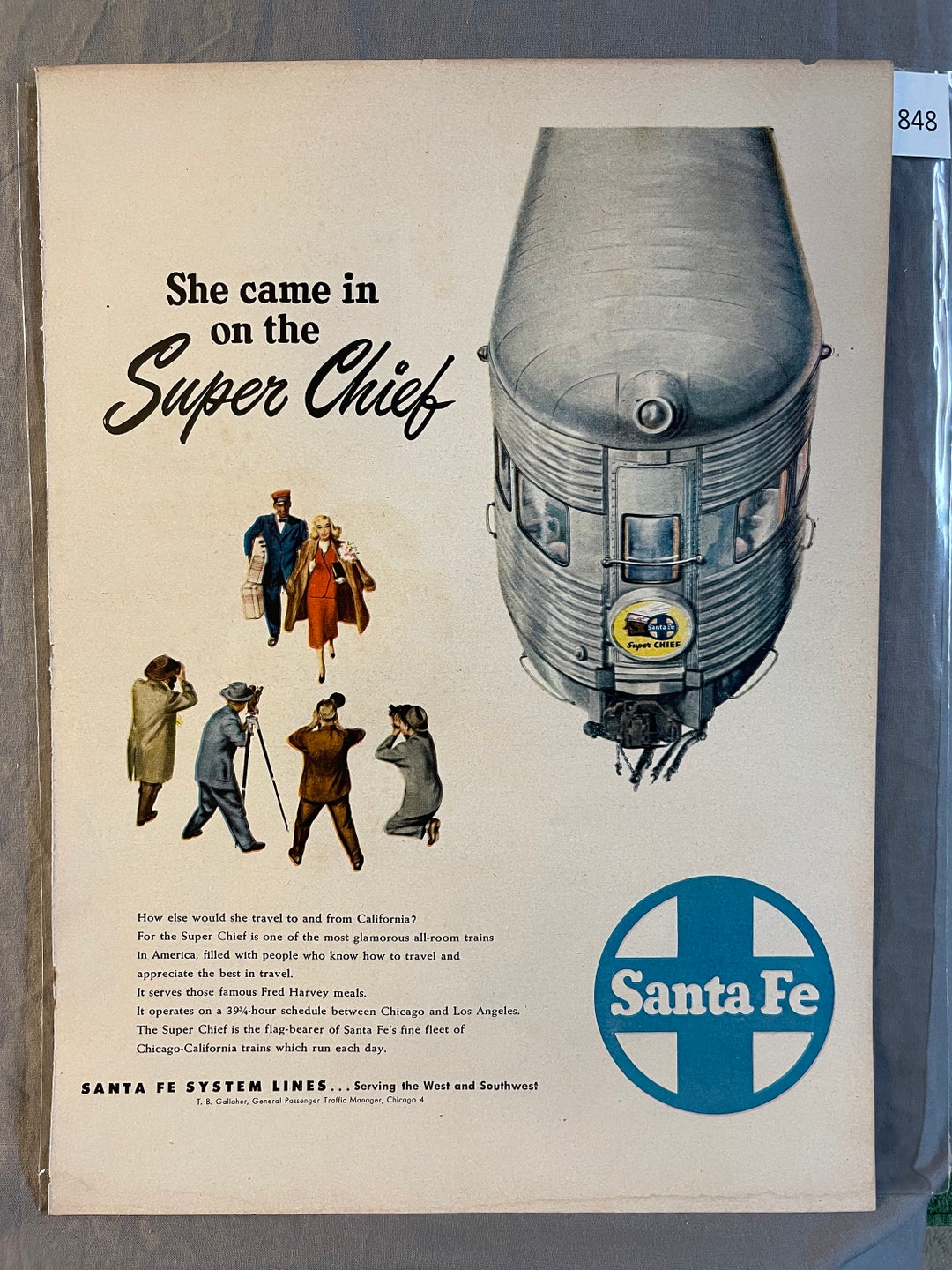 Santa Fe Railroad - Life Magazine – March 1948 – Ad #848 - Etsy