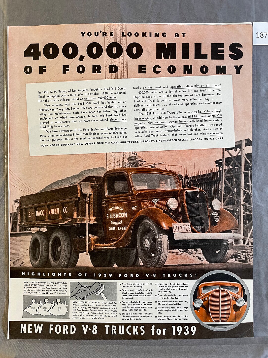 Ford Truck - Collier's Magazine – January 1939 – Ad #187 - Etsy
