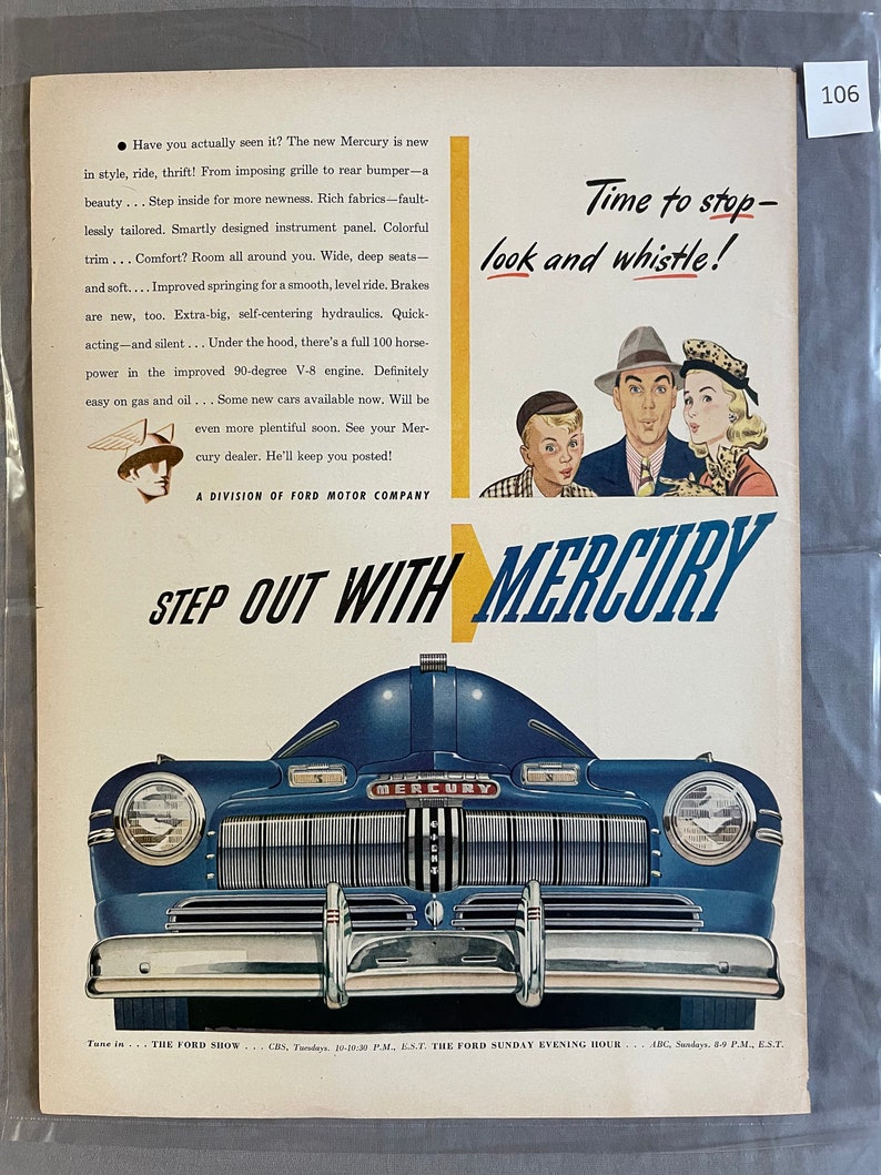 Mercury - Life Magazine – December 1945 – Ad #106 - Etsy