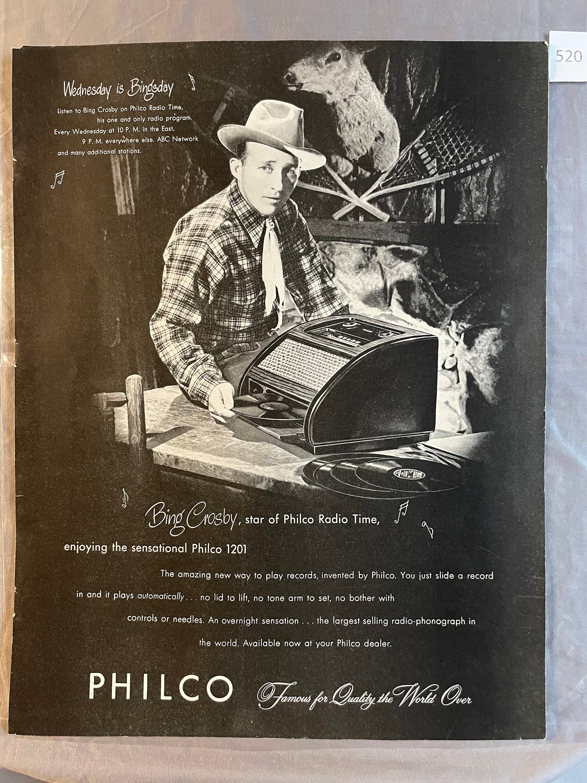 Philco Radio Bing Crosby Holiday Magazine March 1947 Ad 520 - Etsy