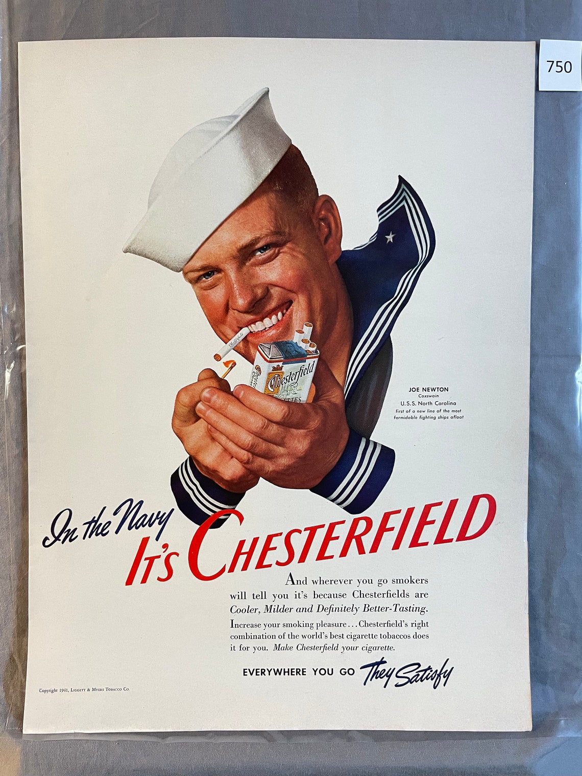 Chesterfield - Life Magazine – July 1941 – Ad #750 - Etsy
