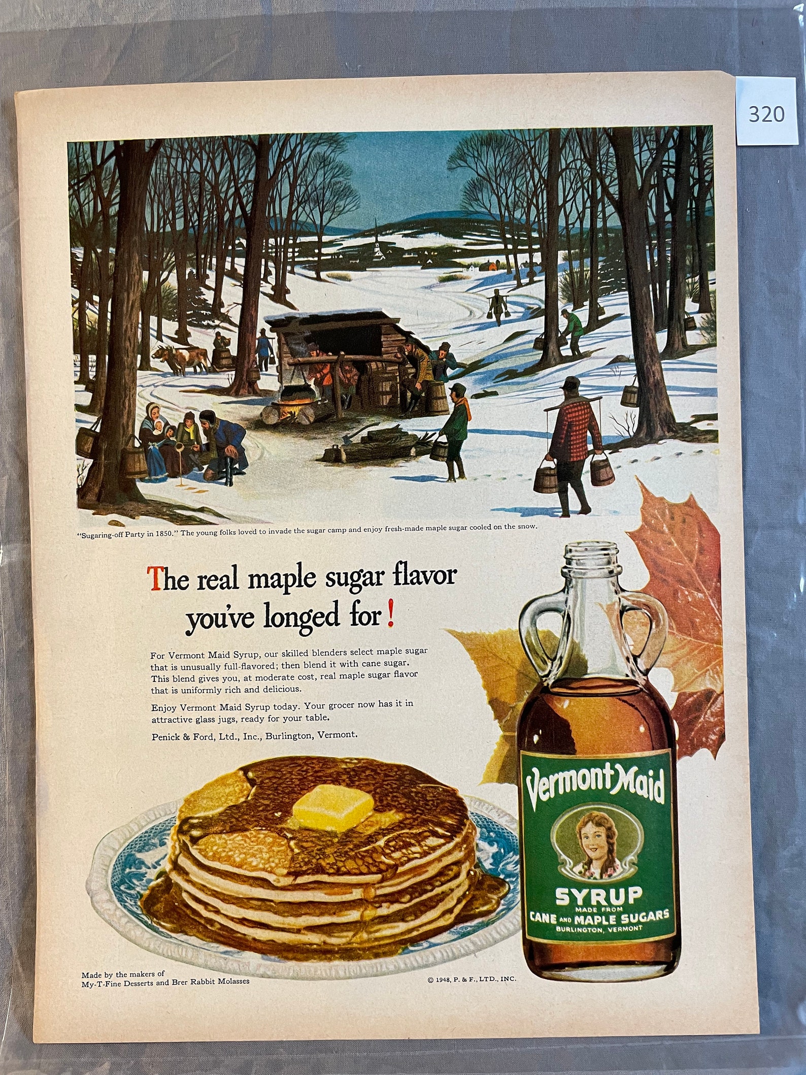 Vermont Maid Maple Syrup - Life Magazine – January 1950 – Ad #320 - Etsy