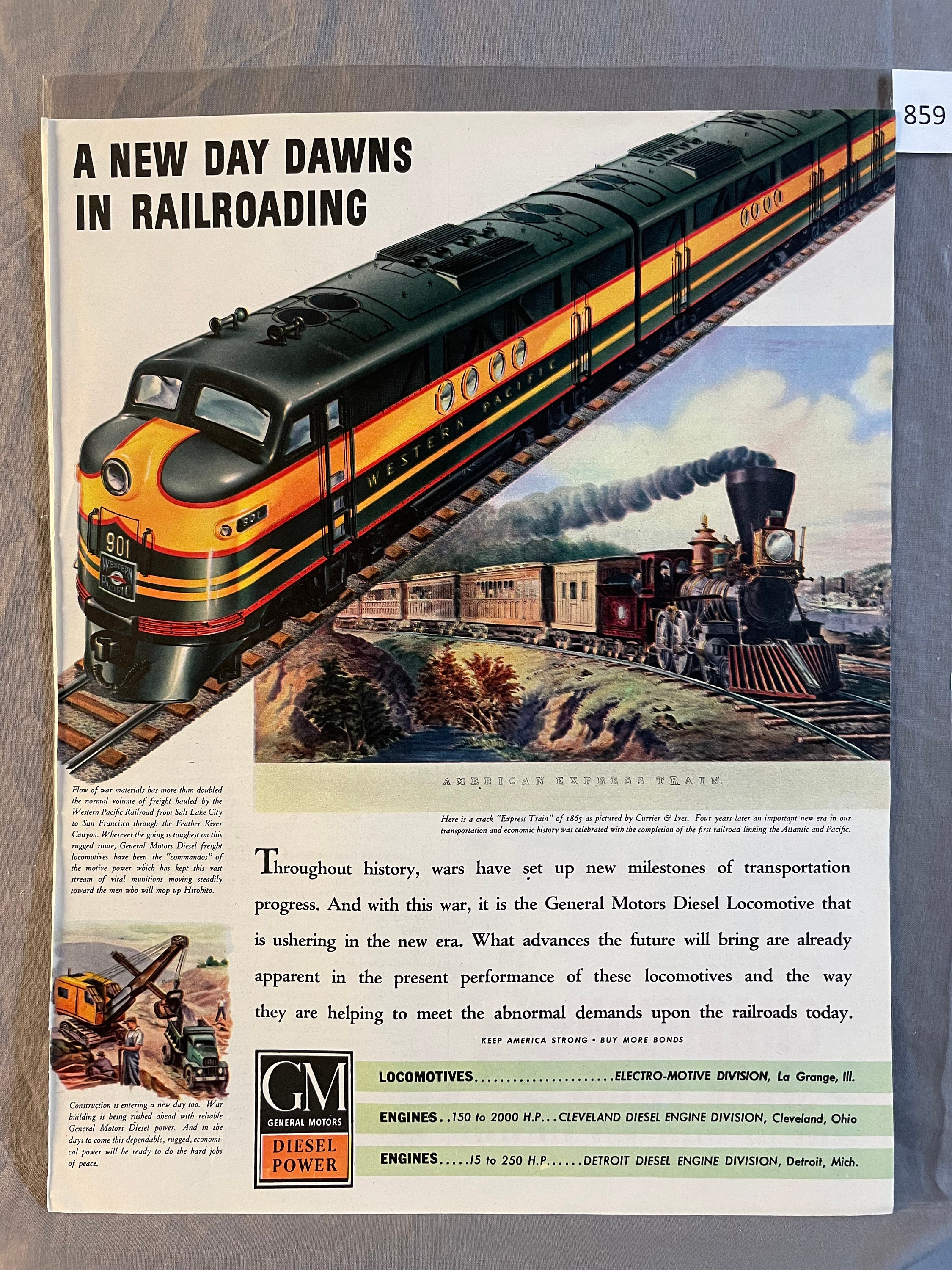 EMD Locomotive - Western Pacific - Look Magazine – October 1943 – Ad ...
