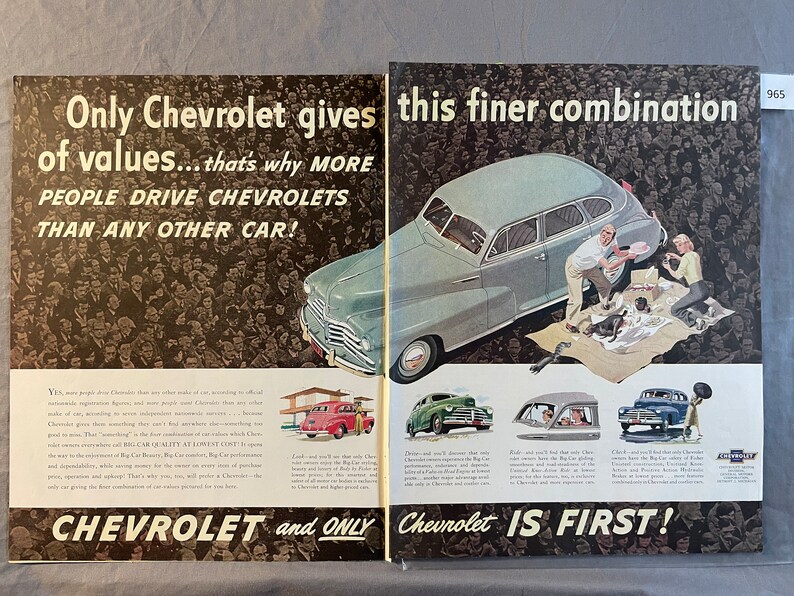Chevrolet - Saturday Evening Post – June 1948 – ** 2-PAGE ** Ad #965 - Etsy