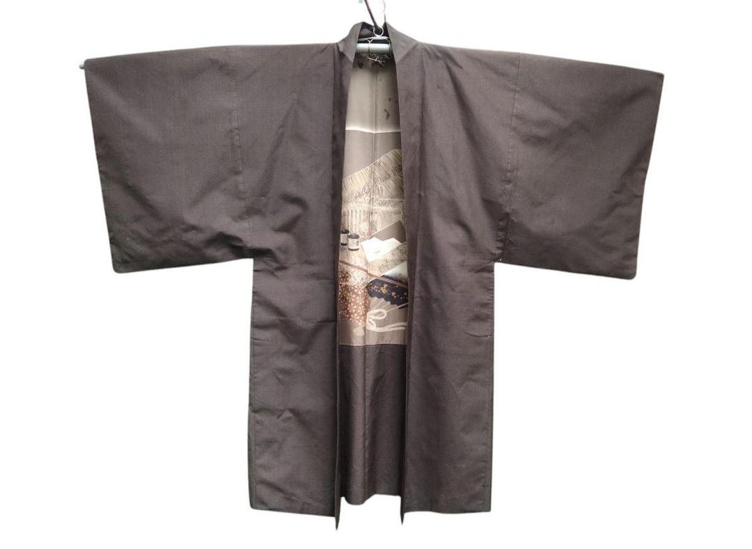 Vintage Haori Thick Fabric Art Motif Inner Robe Kimono Japanese ...