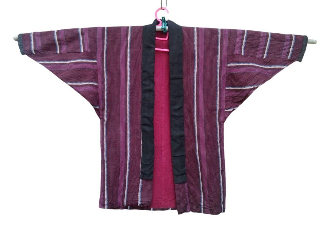 Vintage Hanten Noragi Padding Wadded Art Striped Patterns Drawstring ...