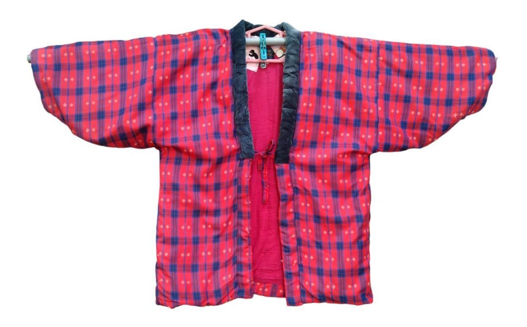Vintage Hanten Warm Clothes Noragi Padded Kimono Robe Japanese Cardigan ...
