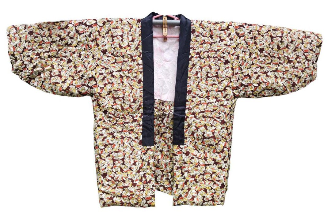 Vintage Hanten Noragi Padding Wadded Art Patterns Floral Kimono Robe ...