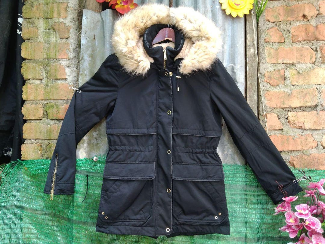 Vintage Zara Trafaluc Outerwear Collection Padded Jacket Hooded Sherpa Inner Winter Bomber Ski ...