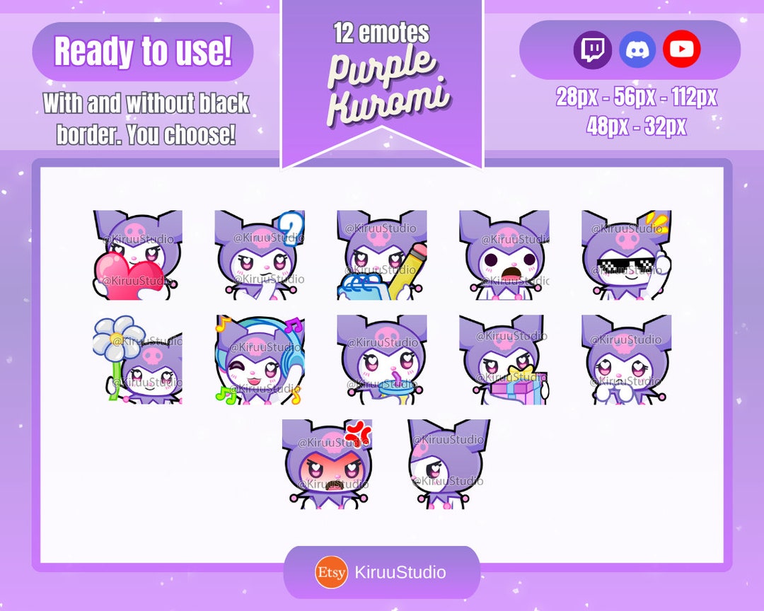 12 PURPLE KURO EMOTES 1 - Etsy