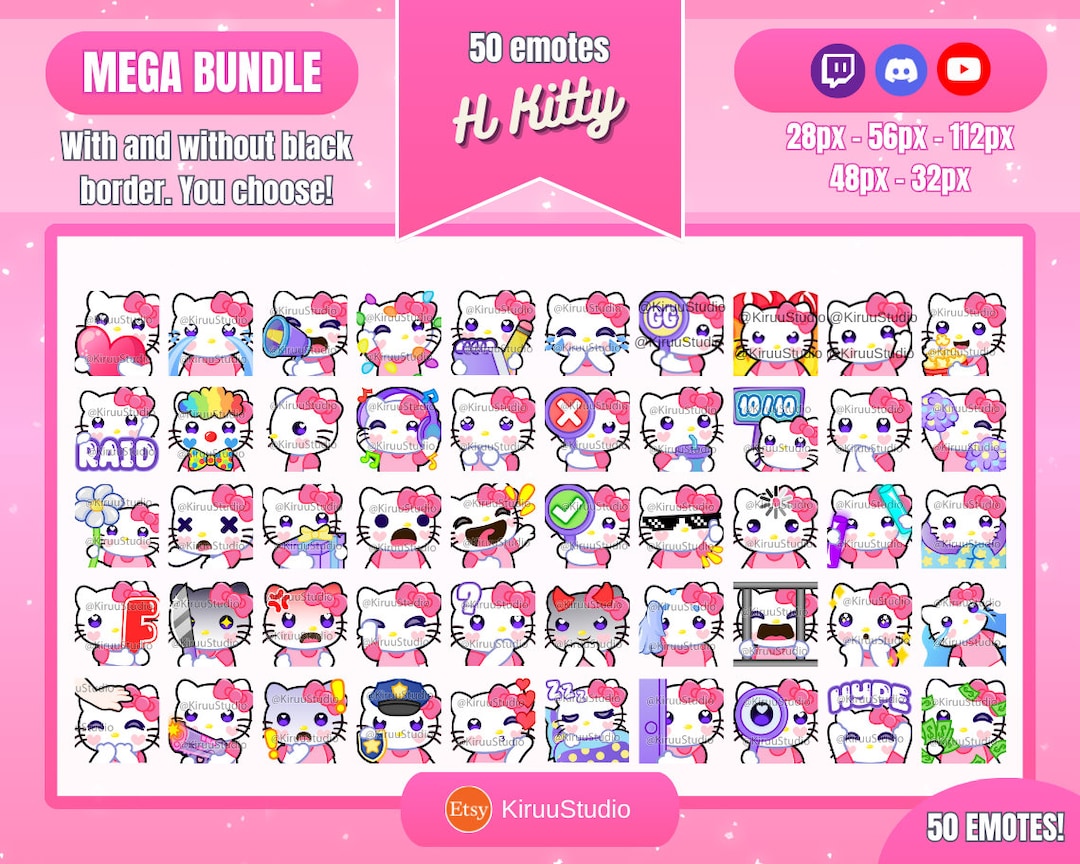 50 H KITTY EMOTES Emote Bundle - Etsy