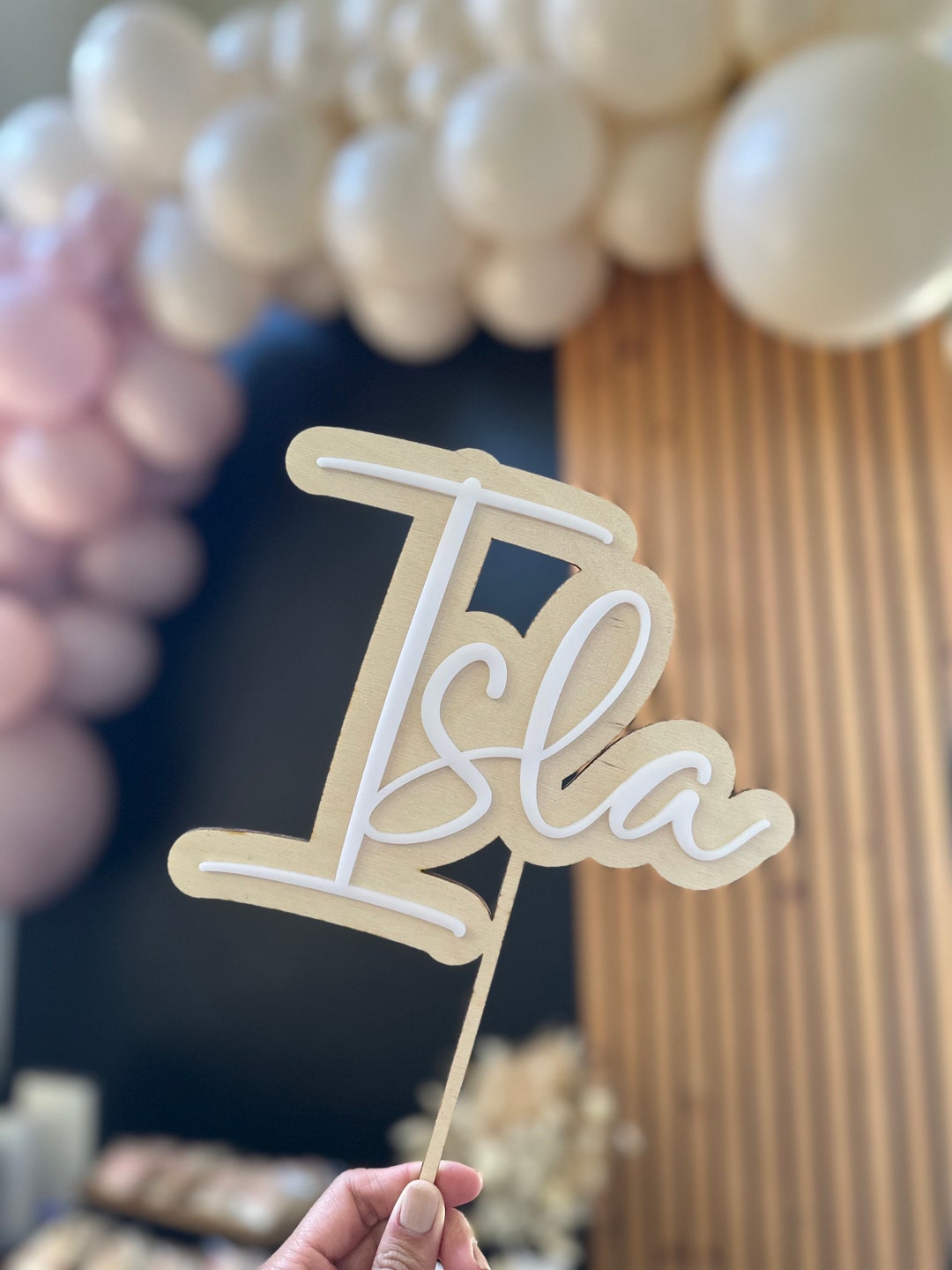 Acrylic Wood Name Cake Topper, 3D Name Cake Topper, Personalized ...
