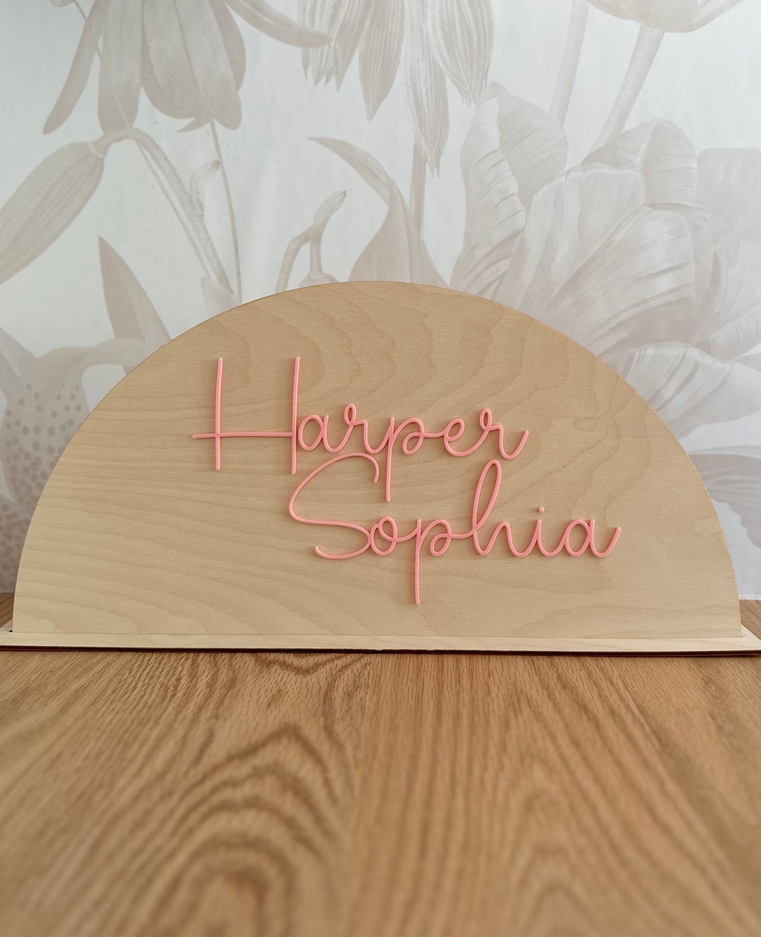 Arched Birch Name Sign, Acrylic Nursery Decor - Etsy