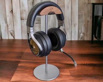 Handmade Wooden Headphone Stand for Desk Walnut Oak Minimal Aesthetic ...