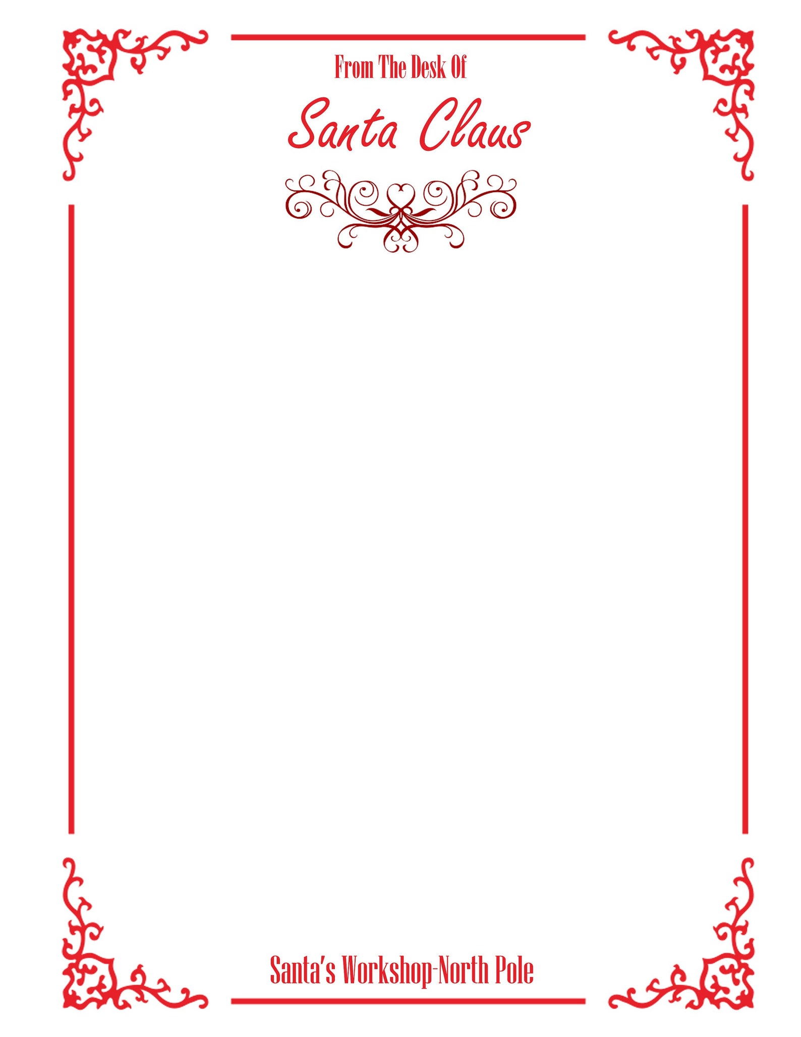 Letter From Santa Printable Santa Stationery Blank Note - Etsy Ireland