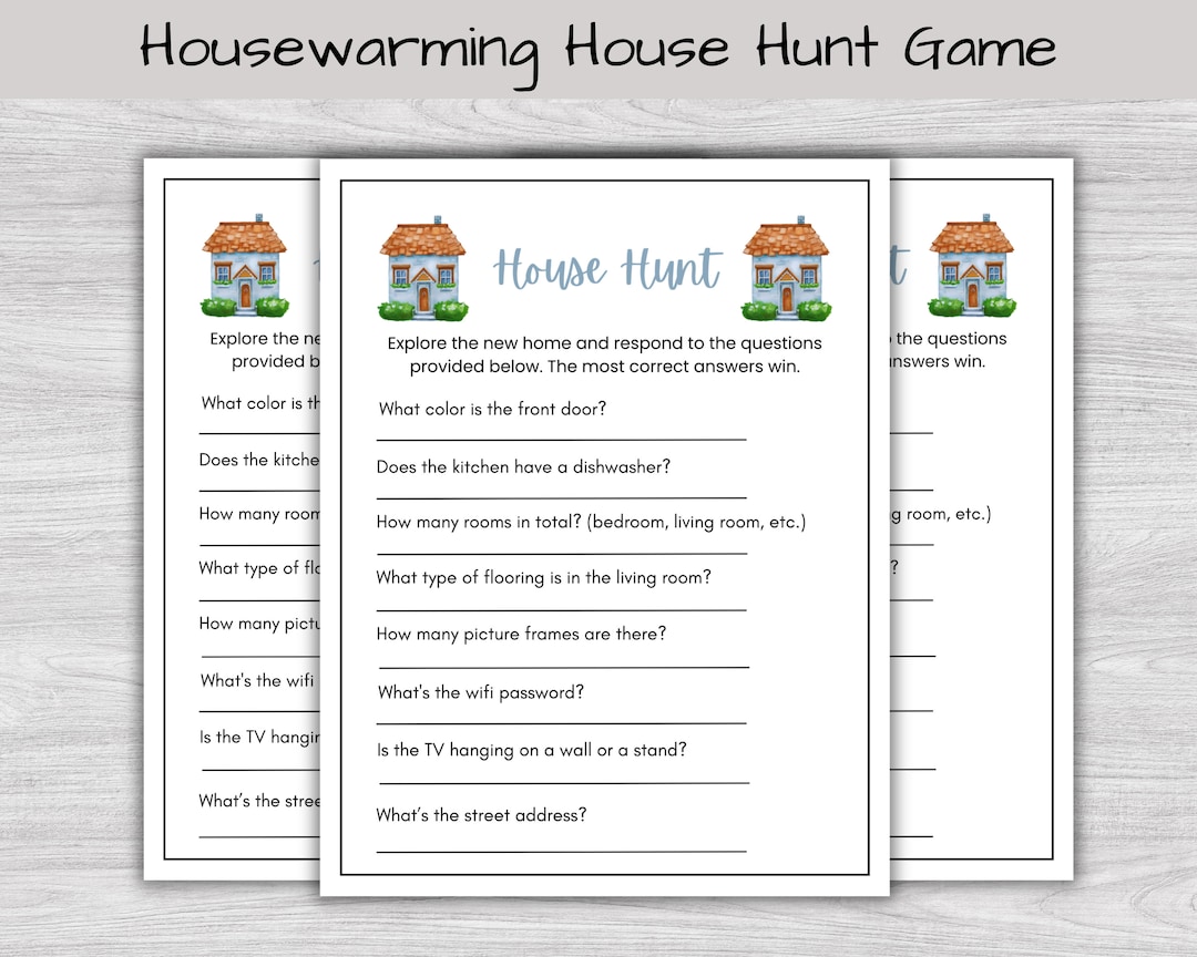 Housewarming Party Games, Housewarming House Hunt Game, Printable ...