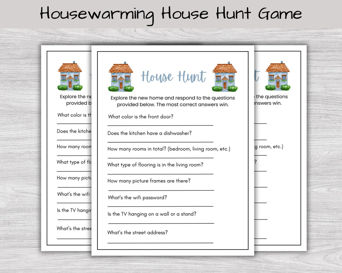 Housewarming Party Games, Housewarming House Hunt Game, Printable ...
