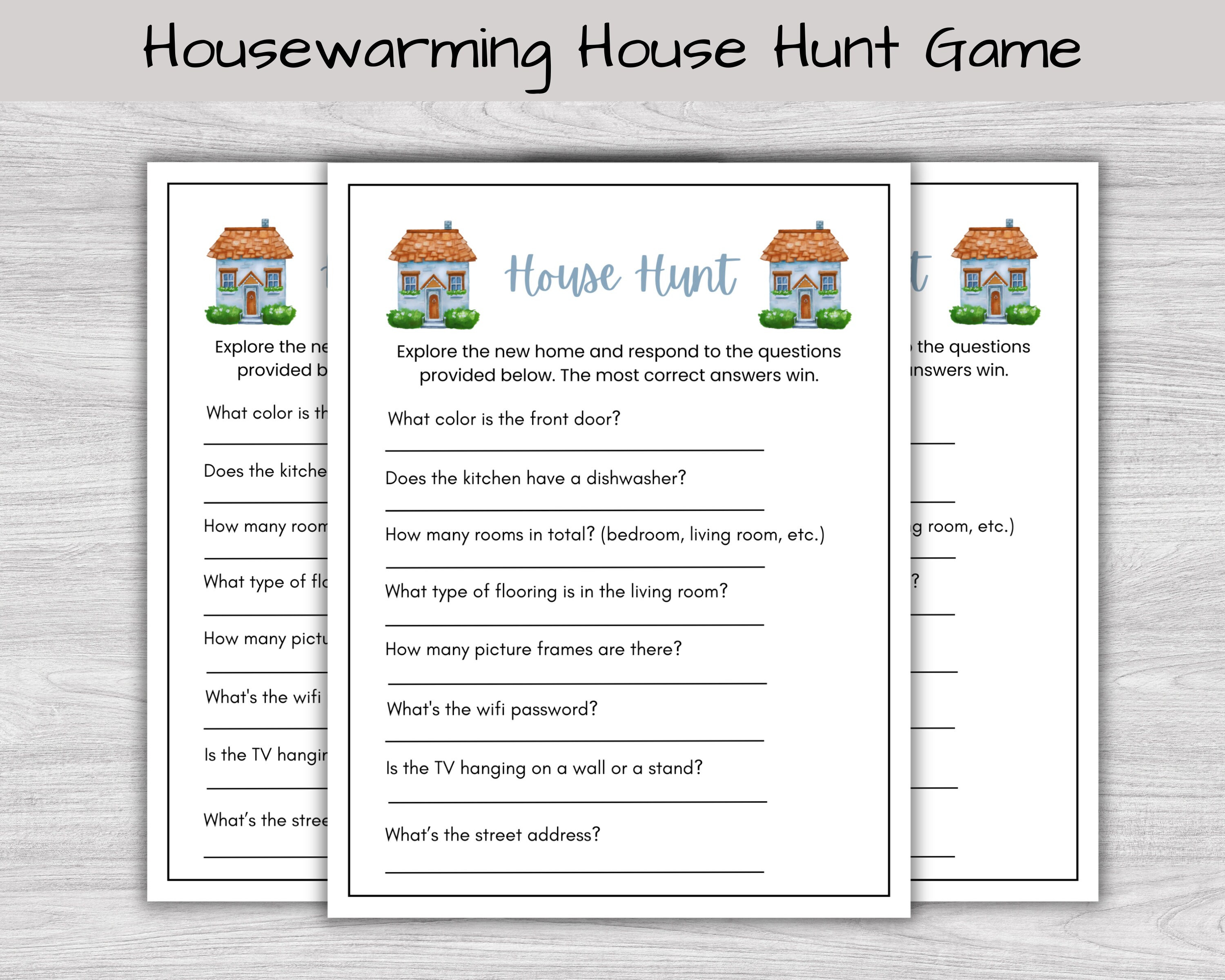 Housewarming Party Games, Housewarming House Hunt Game, Printable ...