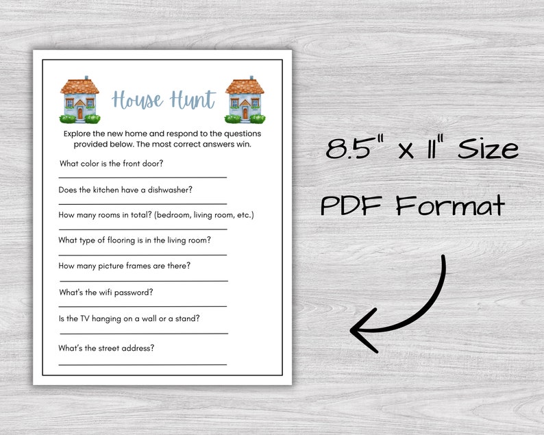 Housewarming Party Games, Housewarming House Hunt Game, Printable ...