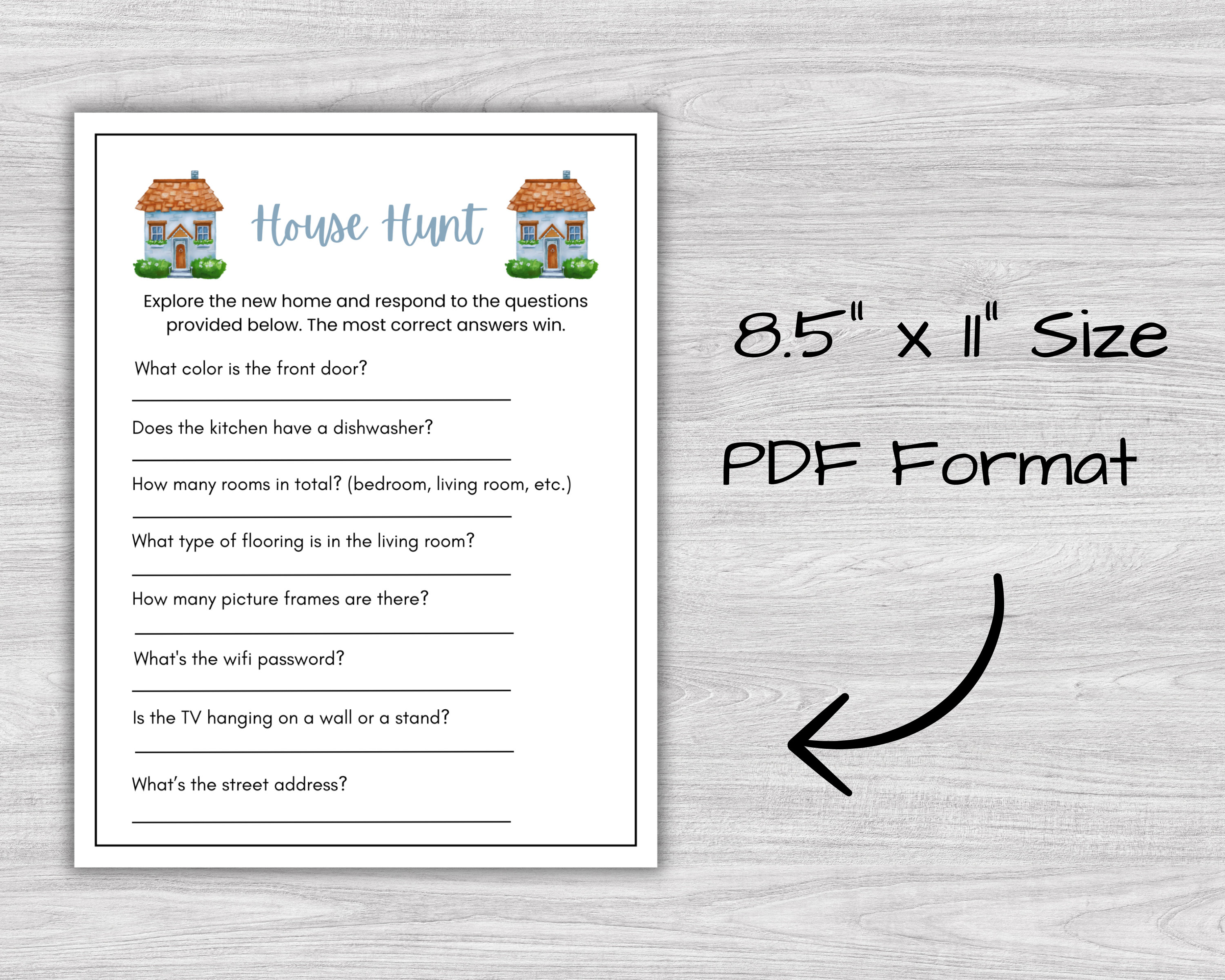 Housewarming Party Games, Housewarming House Hunt Game, Printable ...