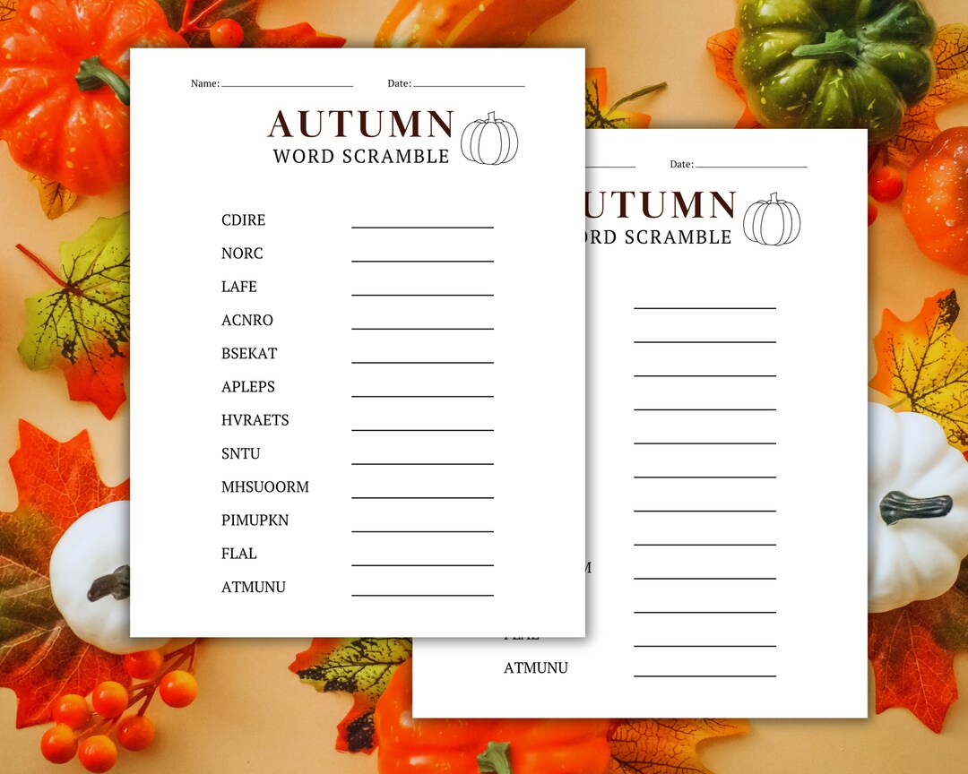 Autumn Word Scramble Game, Printable Word Scramble, Fall Printable ...