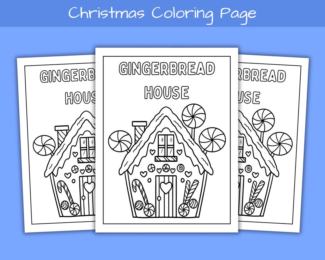 Christmas Gingerbread House Coloring Page, Printable Christmas Coloring ...