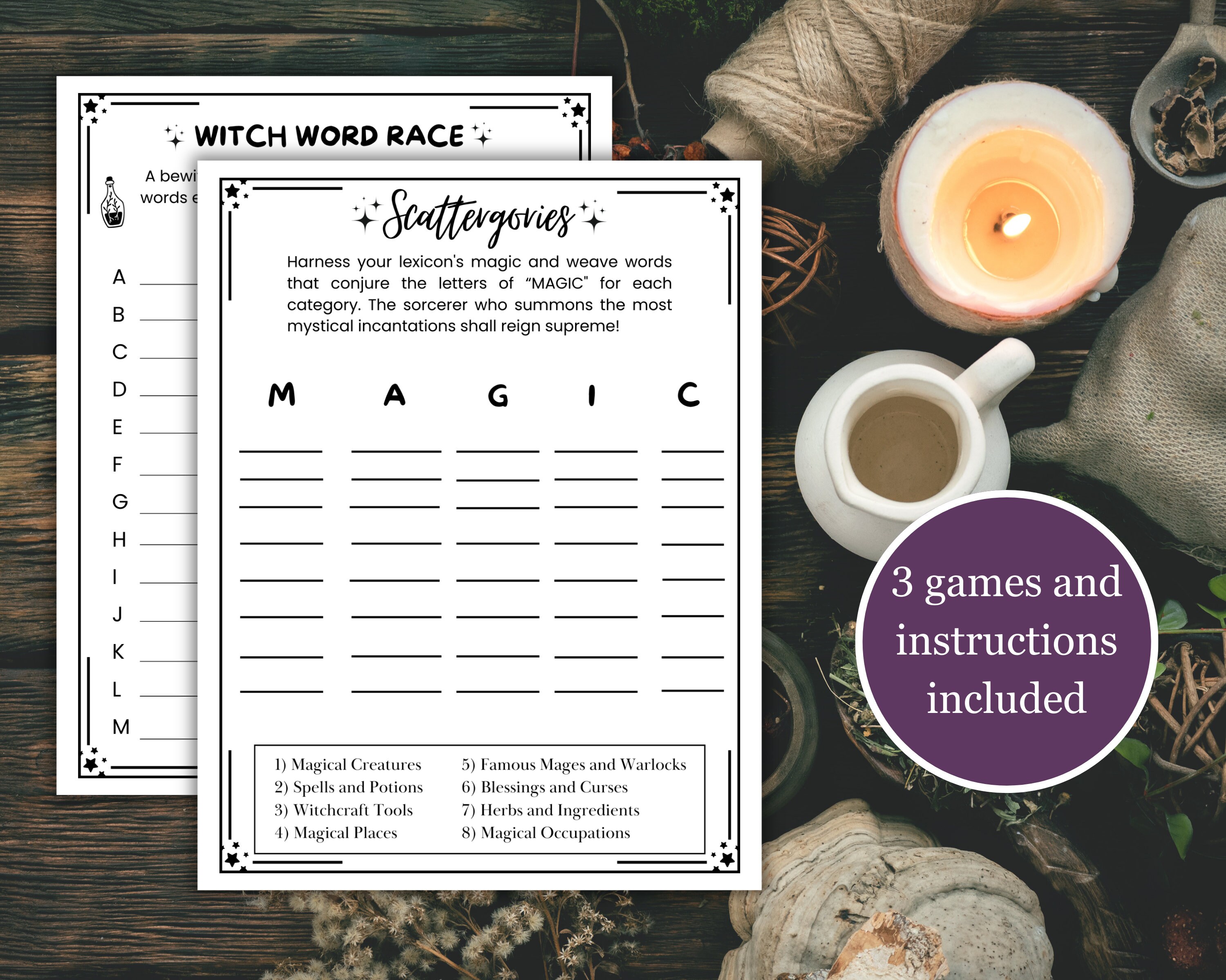 Witch Games, Witch Bridal Shower Games, Printable Halloween Bridal ...
