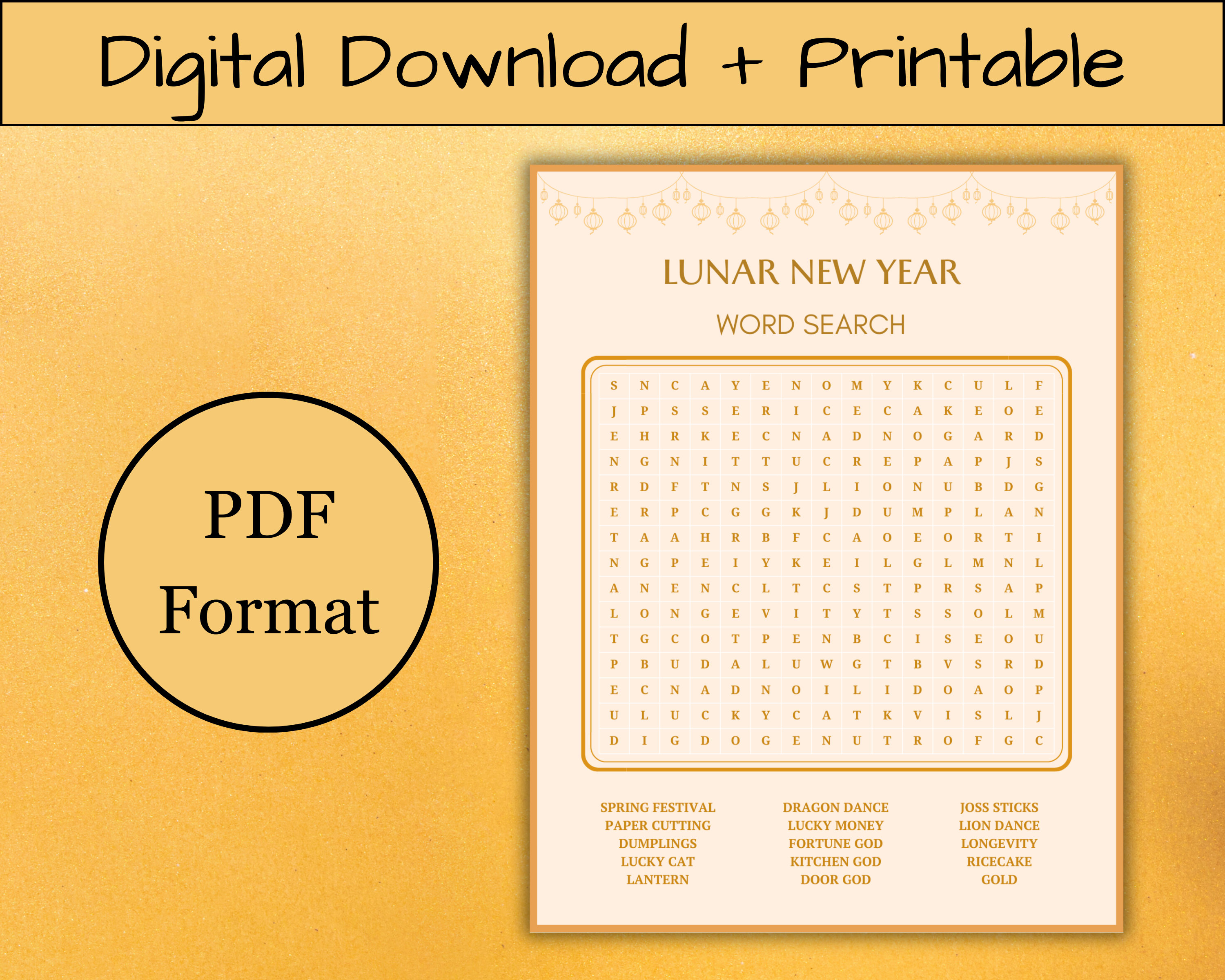 Lunar New Year Word Search, Printable Lunar New Year Activity for Kids ...