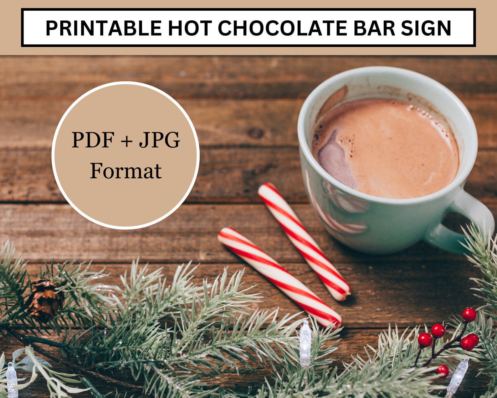 Hot Chocolate Bar Sign Printable, Hot Coca Bar Sign, Christmas Hot ...