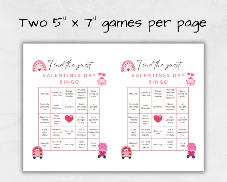 Valentine's Day Find the Guest Bingo Printable Valentine's Day Party ...