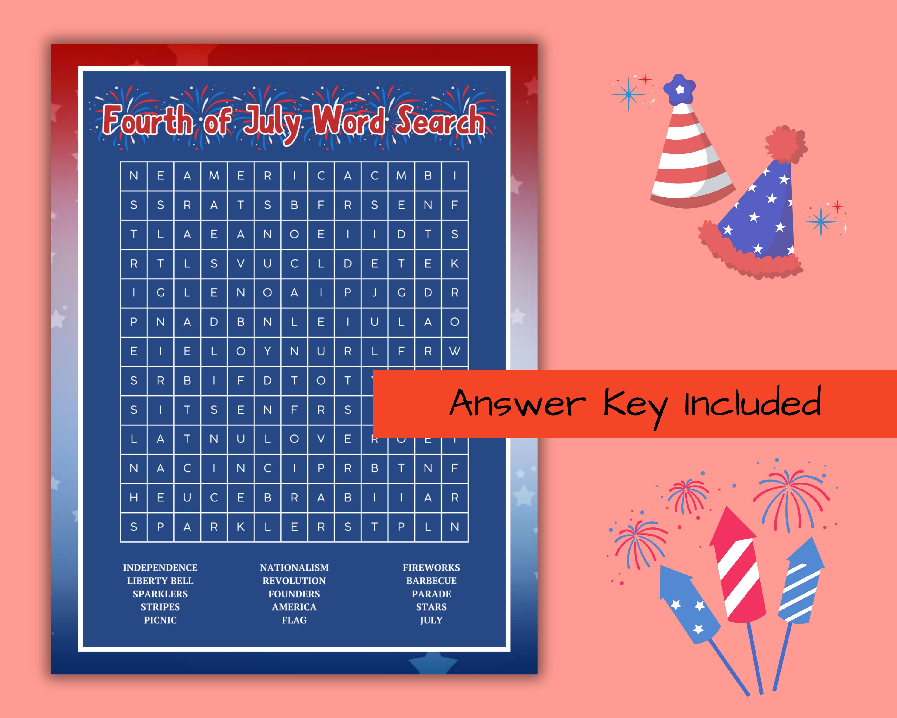 Fourth of July Word Search, Printable 4th of July Party Game ...