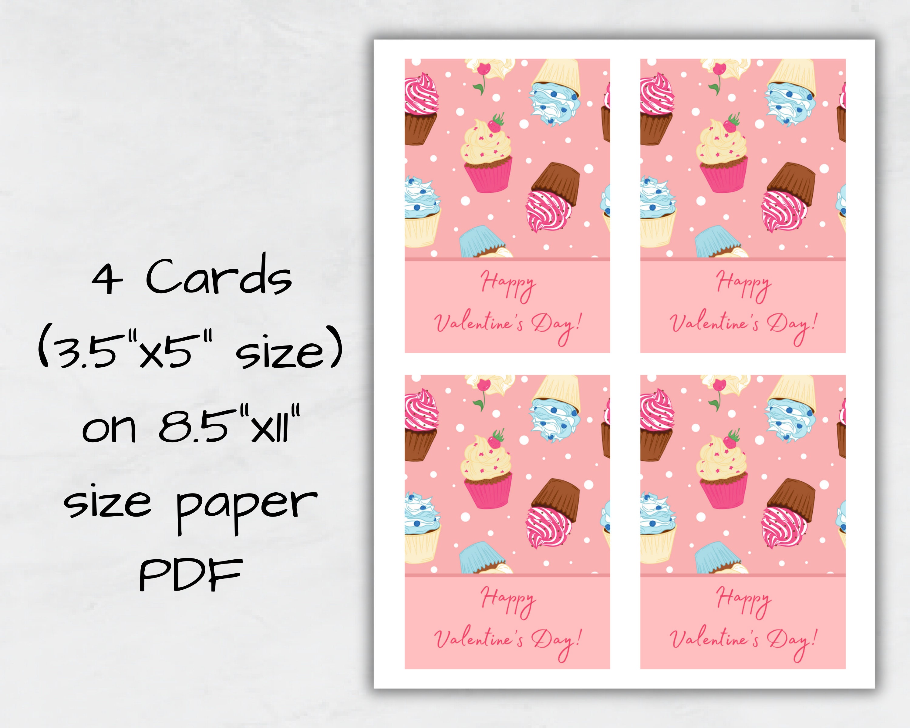 Valentine's Day Mini Cookie Cards Bundle, 3.5"x5" Valentine Cookie Tags ...