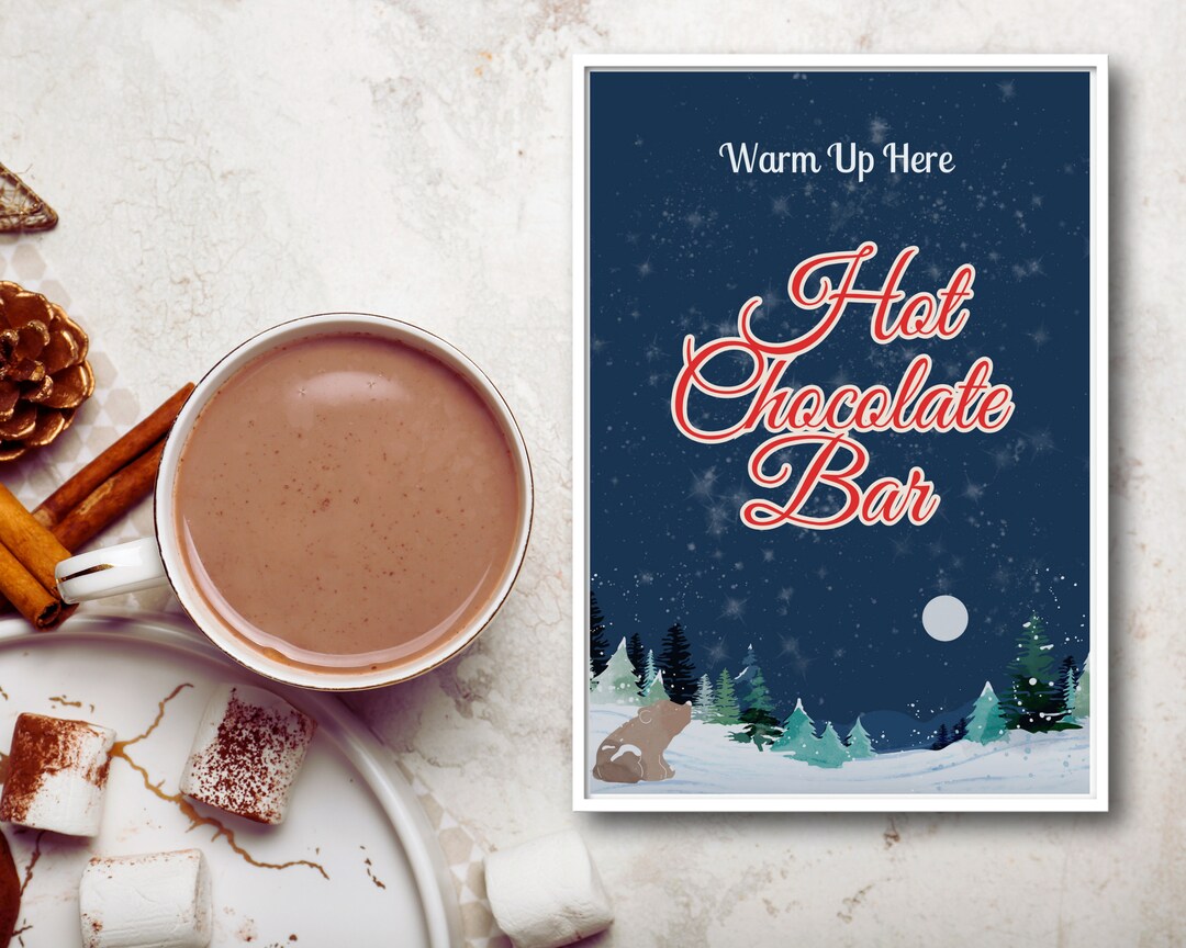 Hot Chocolate Bar Sign Printable, Hot Coca Bar Sign, Christmas Hot ...
