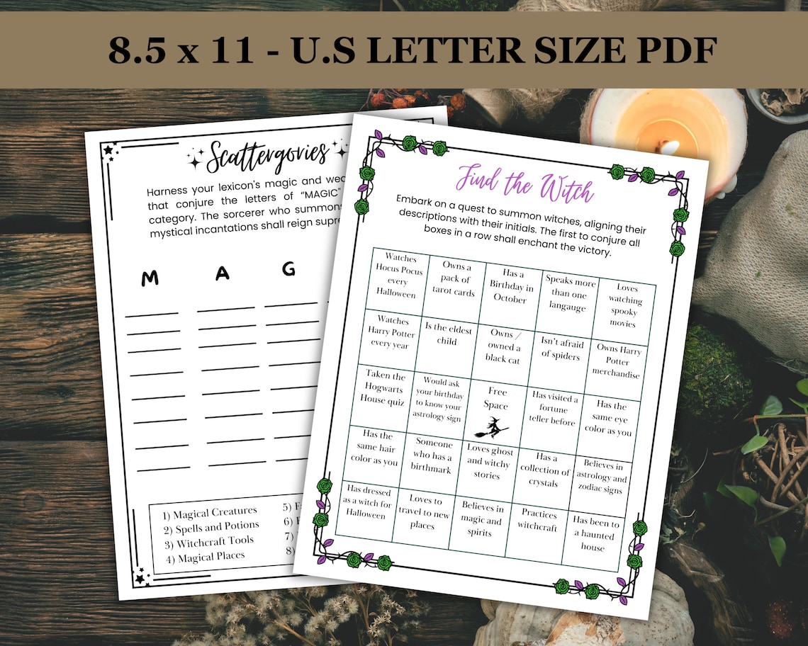 Witch Games, Witch Bridal Shower Games, Printable Halloween Bridal ...