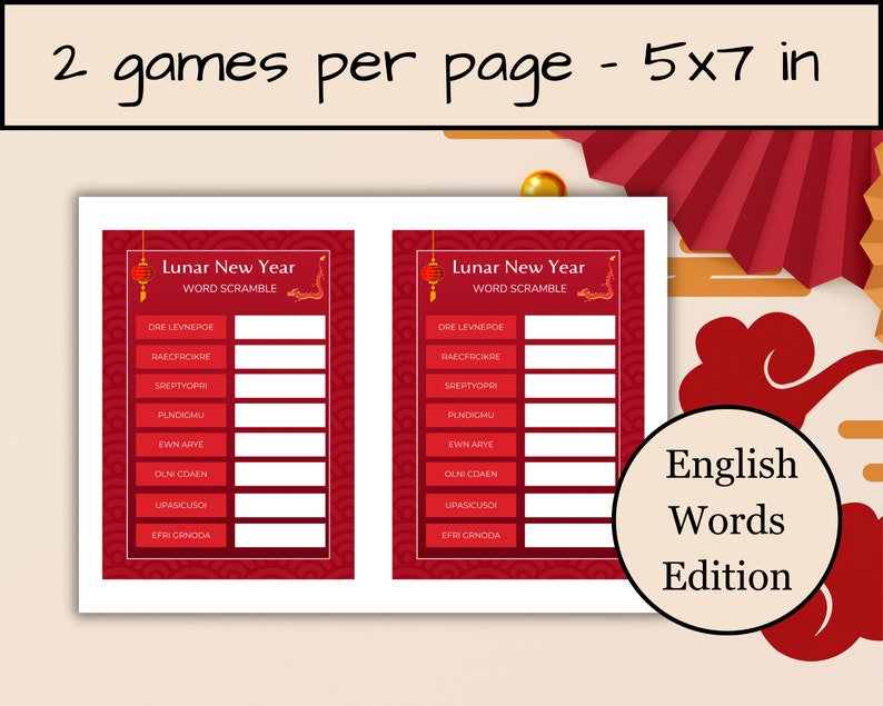 Lunar New Year Word Scramble Game, Printable Lunar New Year Games ...